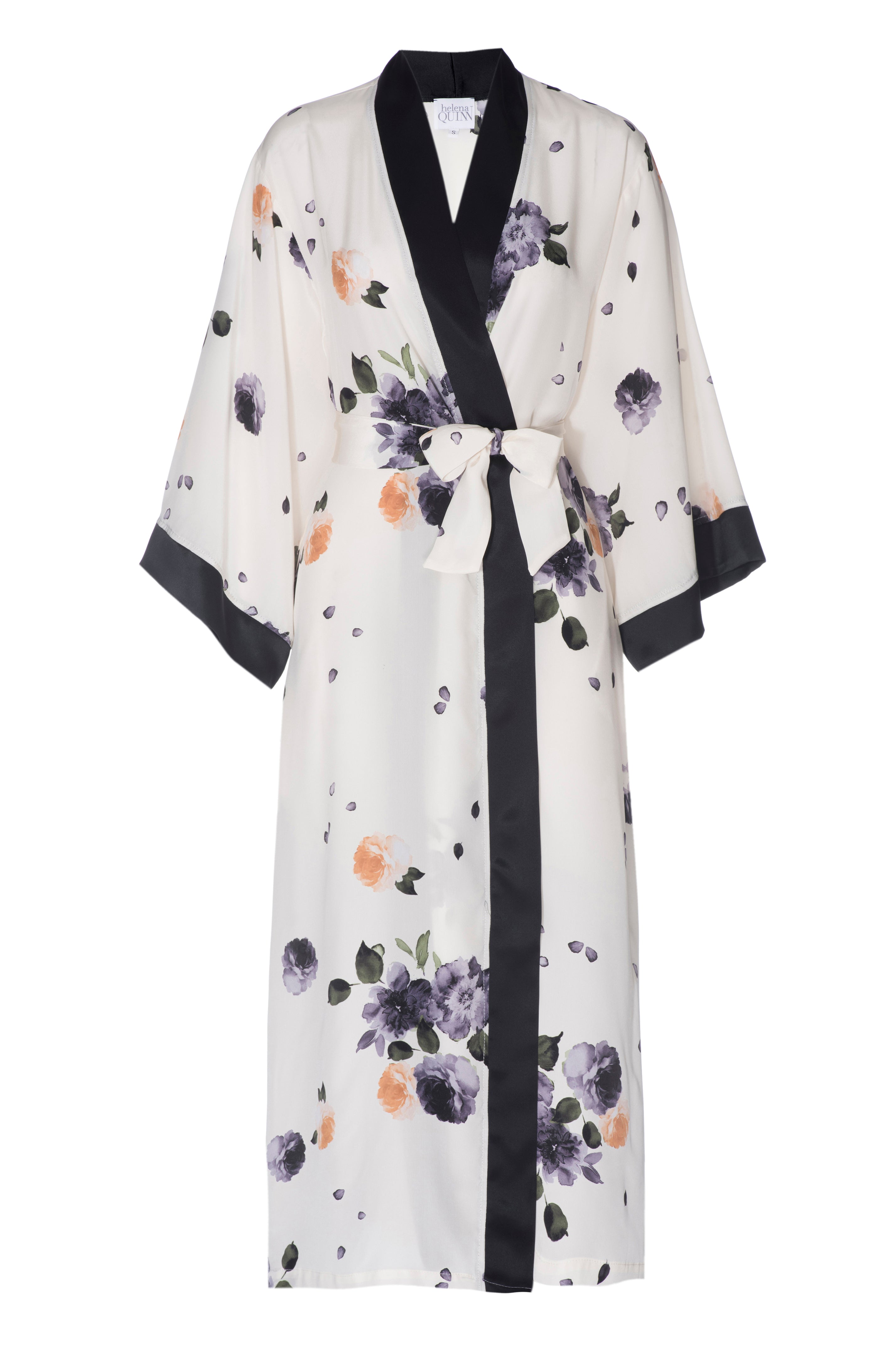 Silk Charmeuse Long Silk Robe: Garden Floral Print Robe – Helena Quinn