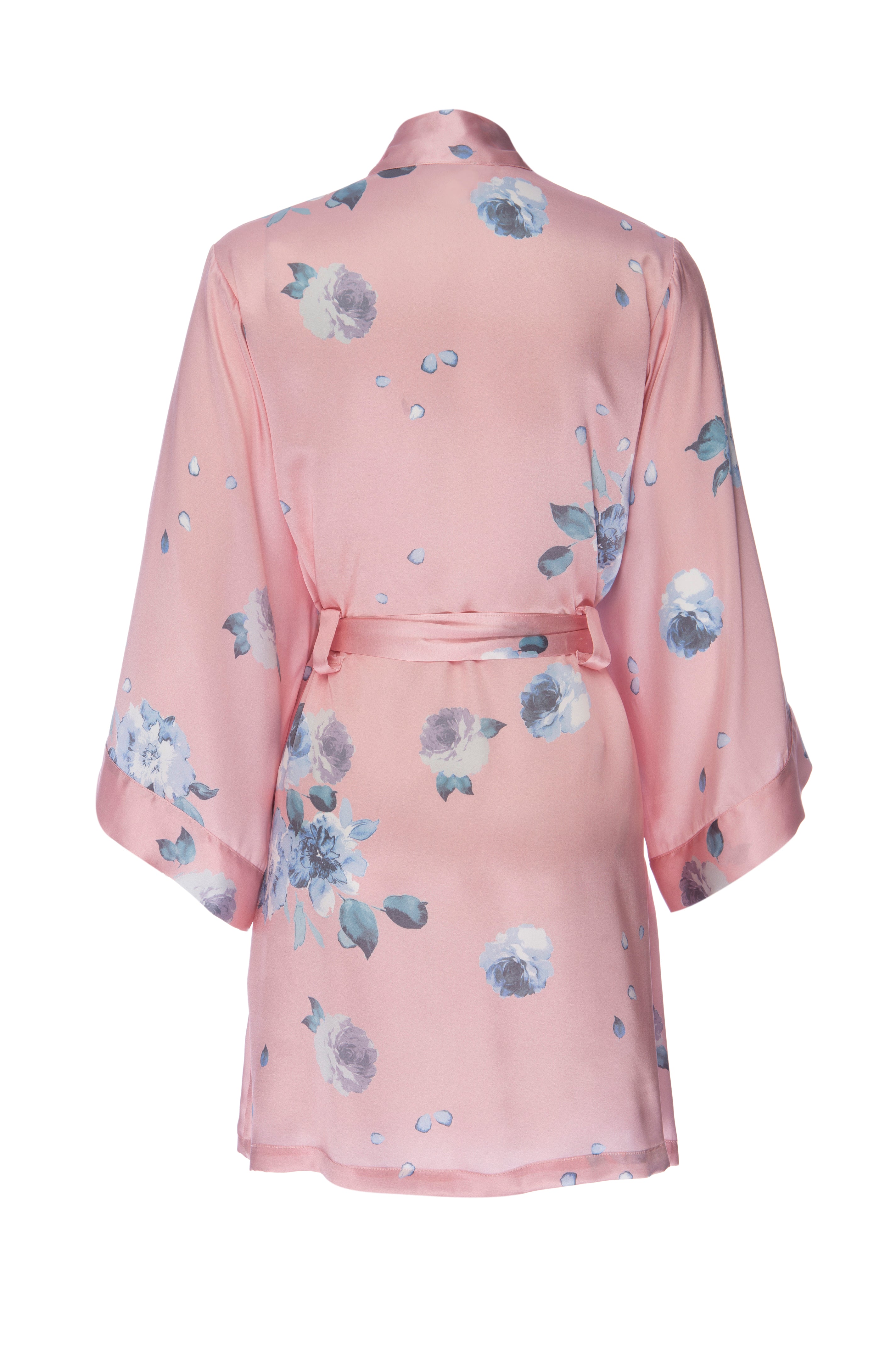 Silk Charmeuse Short Robe: Rose Gold Floral Print – Helena Quinn